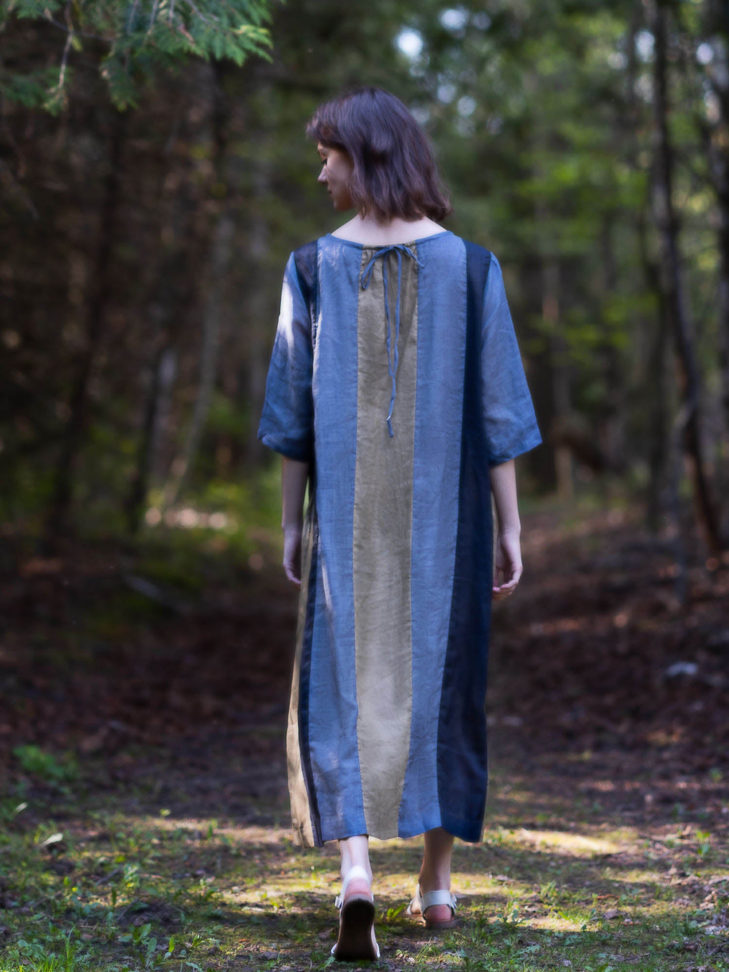 Striped A-line Ramie Dress - Magnifissance